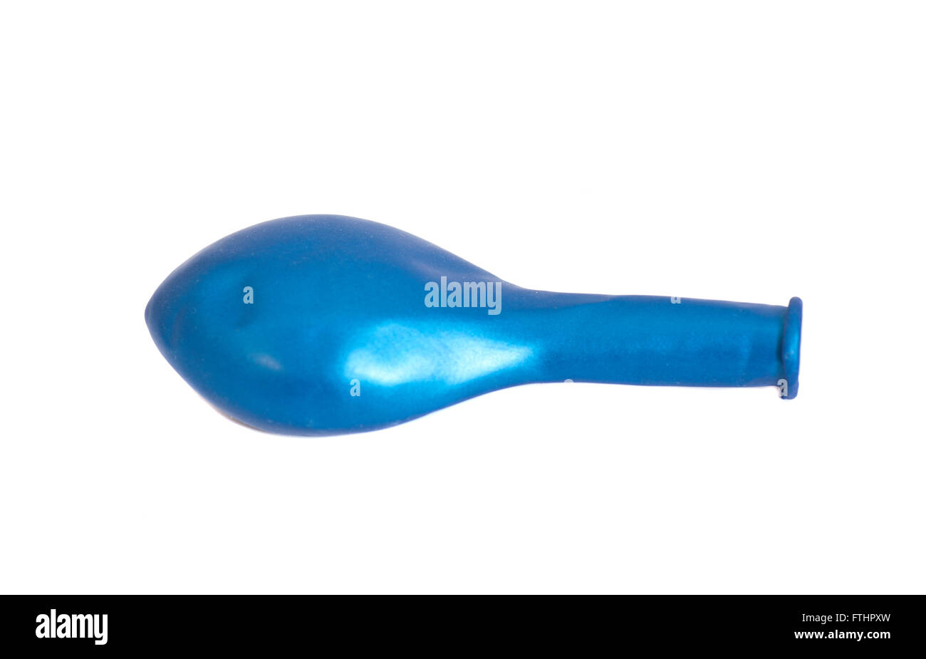 Deflated rubber blue balloon isplated on white Stock Photo - Alamy