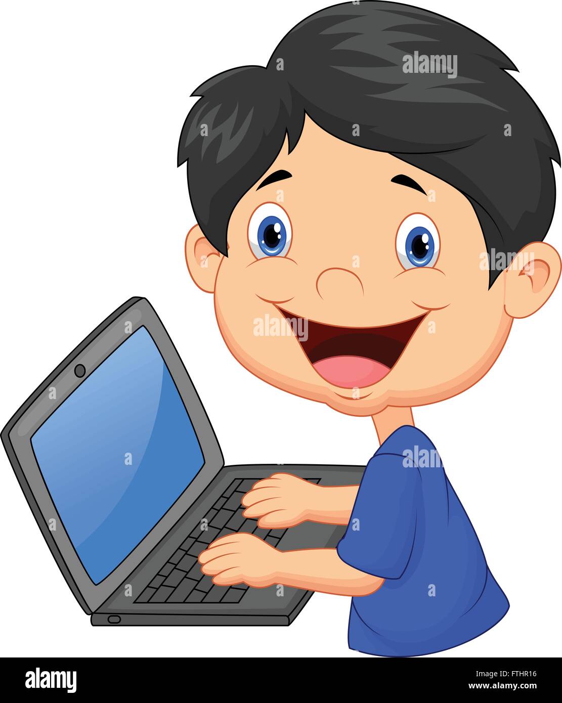 Male teenage student laptop working Stock Vector Images - Alamy