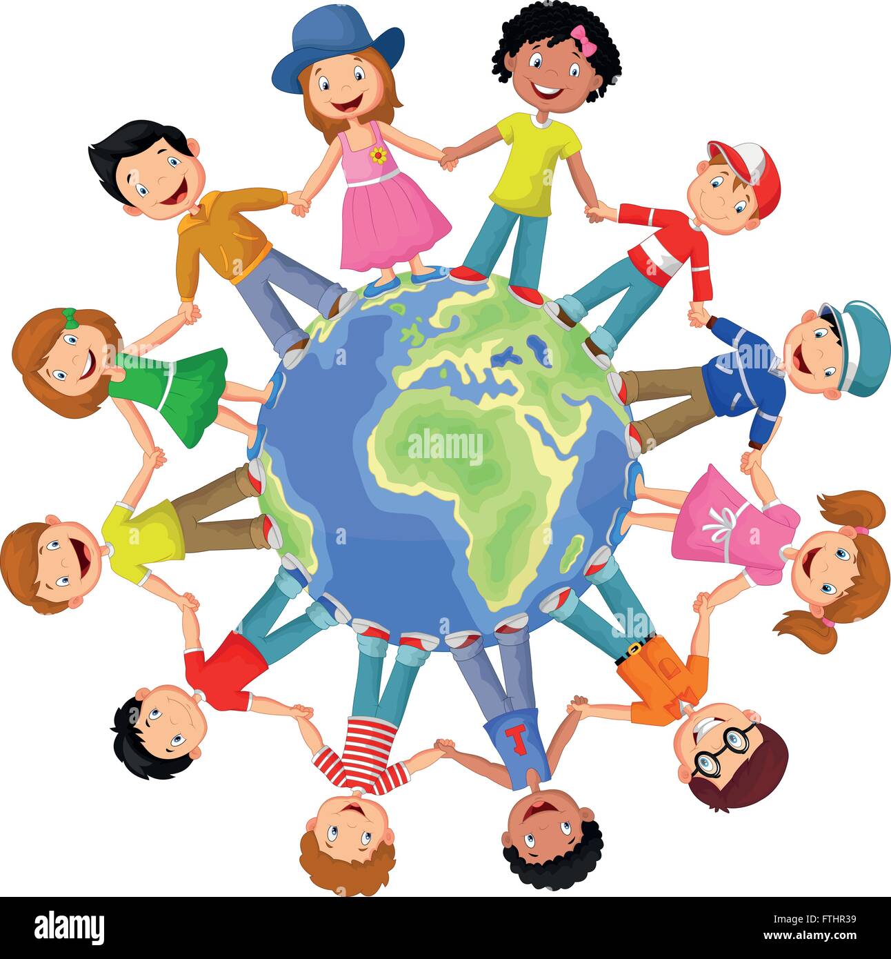 Circle of happy children different races Stock Vector Image & Art - Alamy