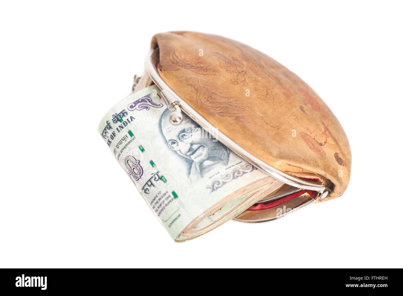 Wallet with Indian currency notes isolated on white Stock Photo - Alamy