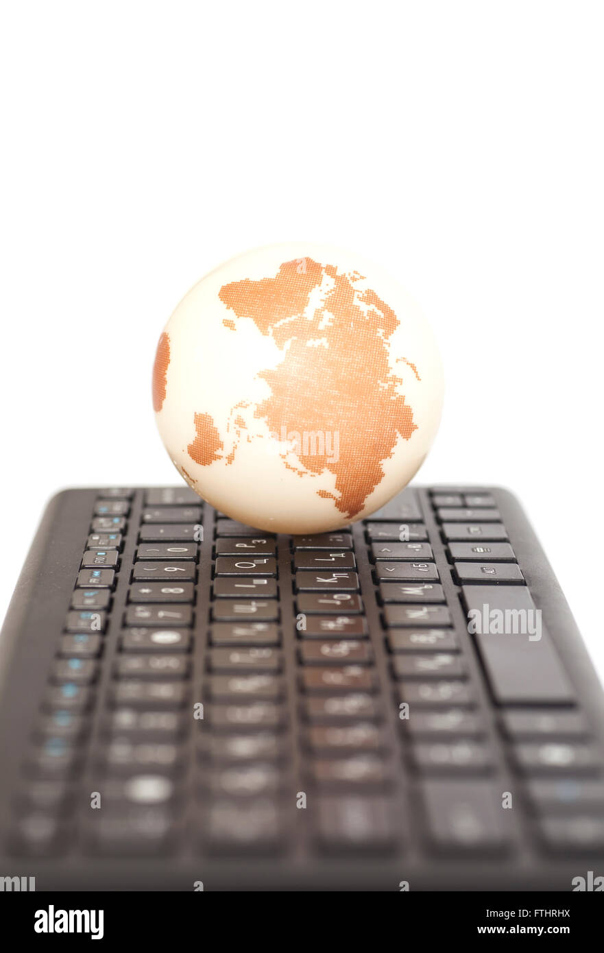 Earth on keyboard isolated on white background Stock Photo - Alamy