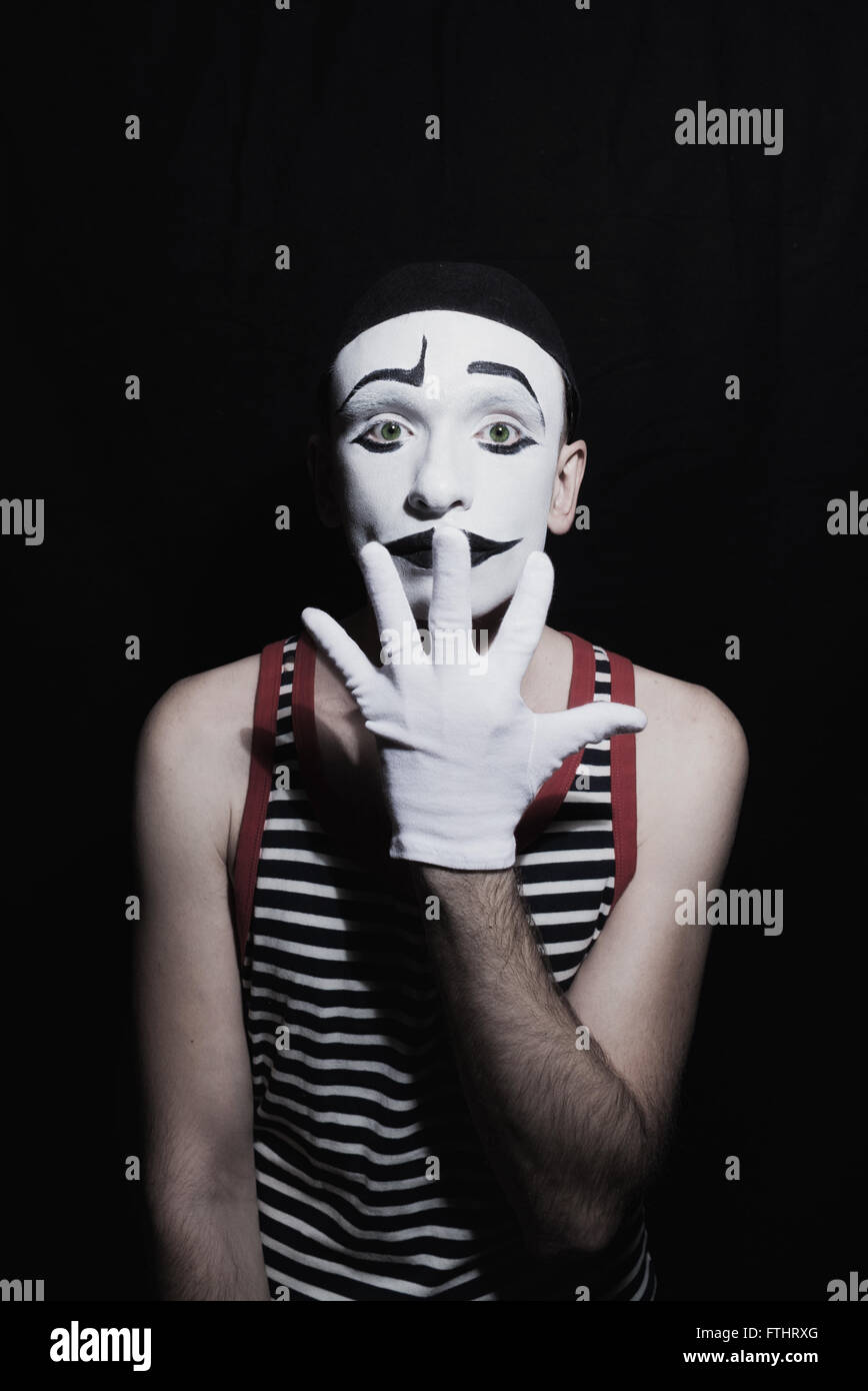 Portrait of mime on black background Stock Photo - Alamy