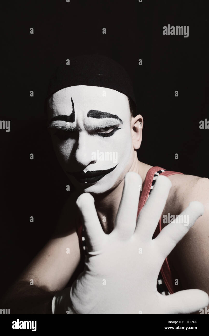 Portrait of mime on black background Stock Photo - Alamy