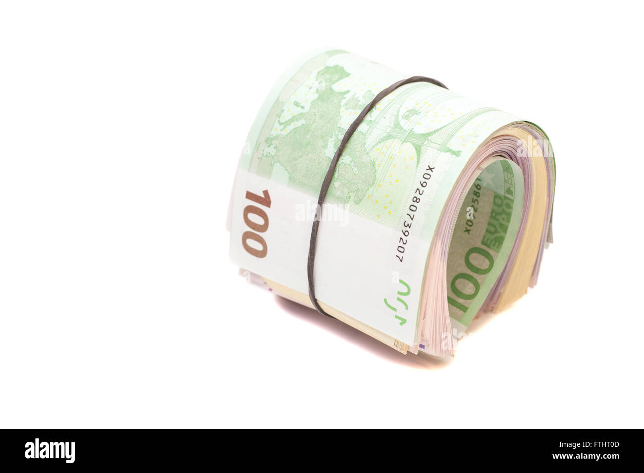 Euro banknotes under rubber band isolated on white Stock Photo - Alamy