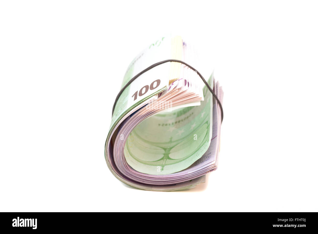Euro banknotes under rubber band isolated on white Stock Photo - Alamy