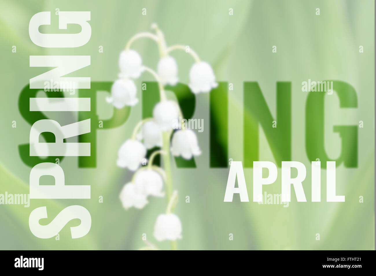 postcard with spring background and month name Stock Photo - Alamy