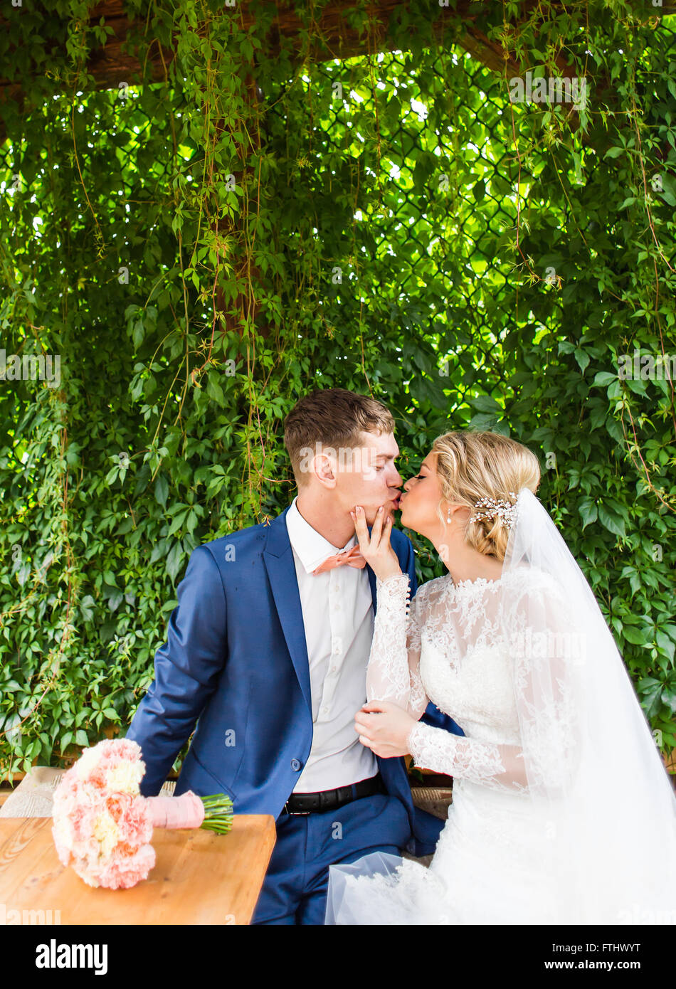 Happy bride and groom on their wedding Stock Photo - Alamy