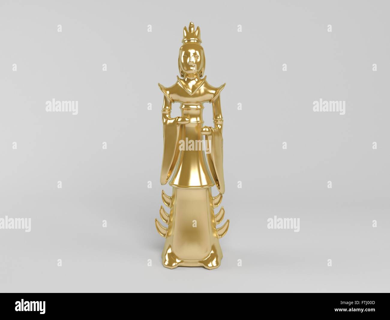 3d golden statue painted with gold in on a white scene background Stock ...