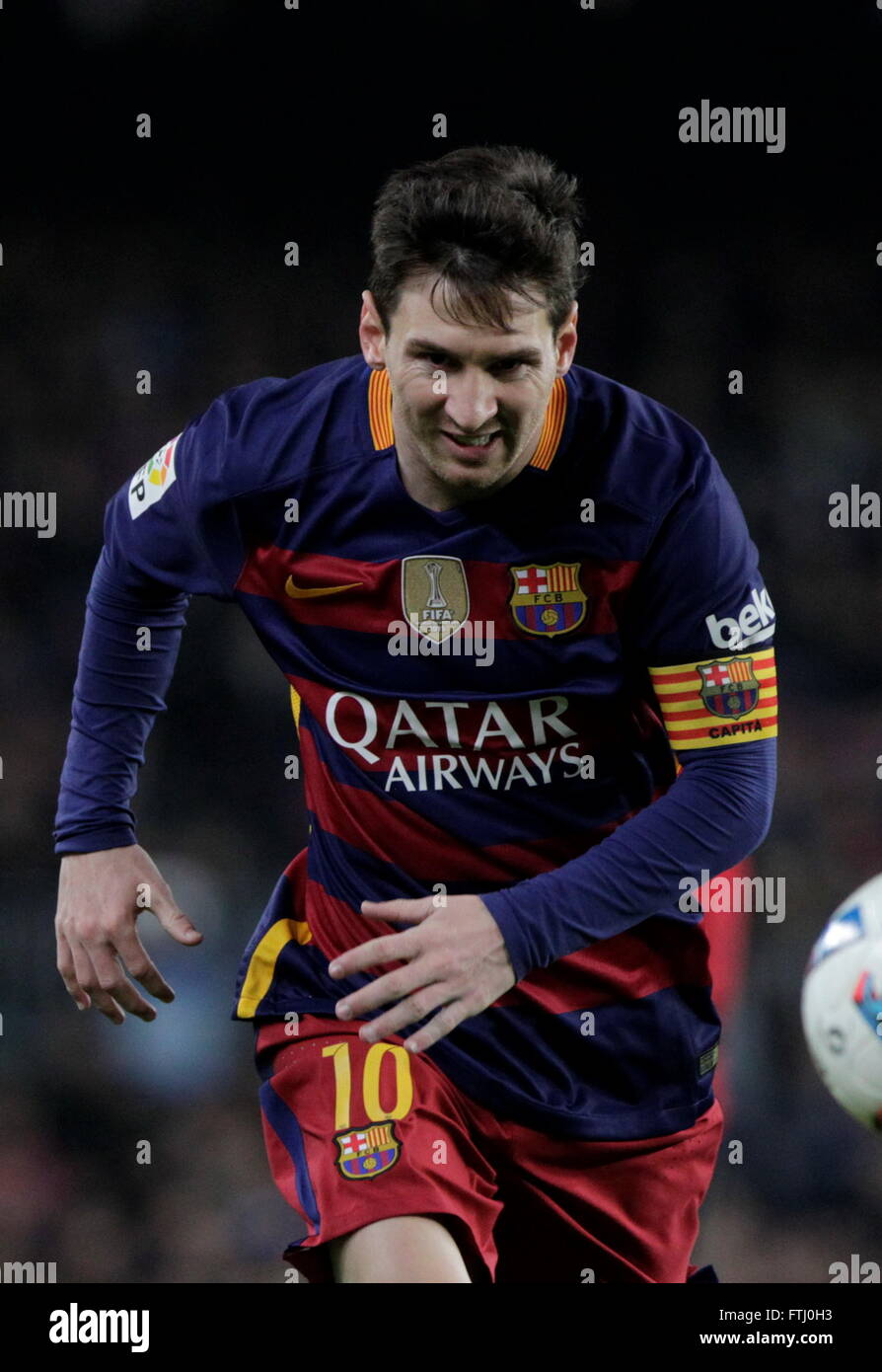 Barcelona, Spain, January 27, 2016: King Cup Lionel Messi actio during ...