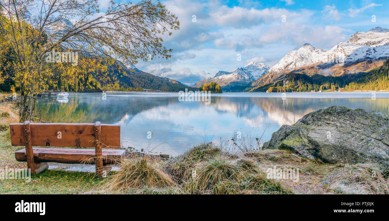 Autumn landscape, Lake Sils, Upper Engadine valley, Switzerland Stock ...
