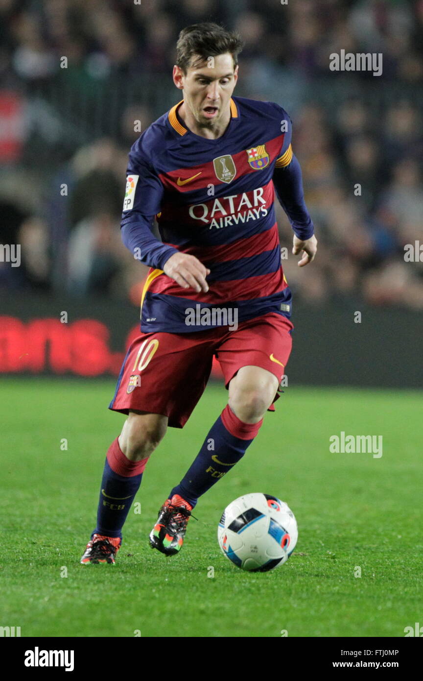 Barcelona, Spain, January 27, 2016: King Cup Lionel Messi actio during ...