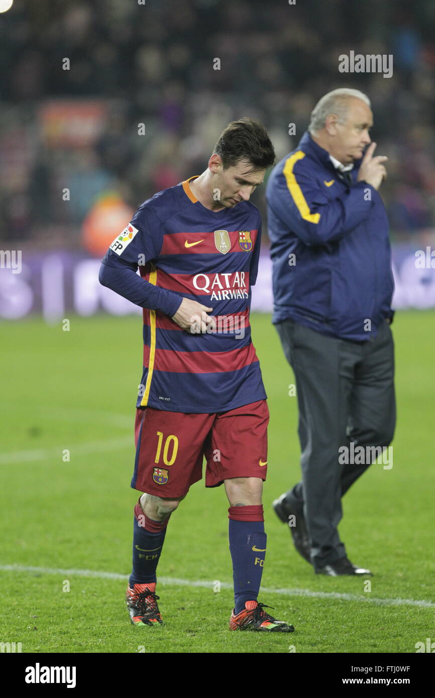 Barcelona, Spain, January 27, 2016: King Cup Lionel Messi actio during ...