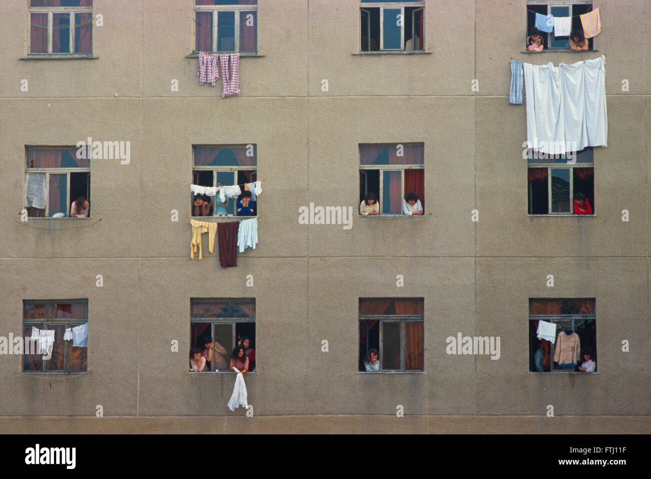 Women students at the Shkoder Polytechnic looking out from their ...