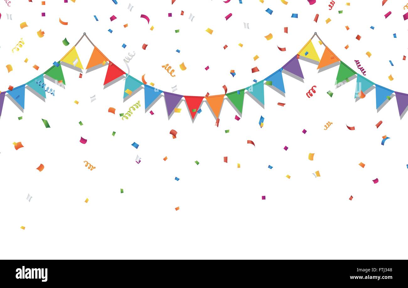 Party background with colorful flags and confetti Stock Vector Image ...