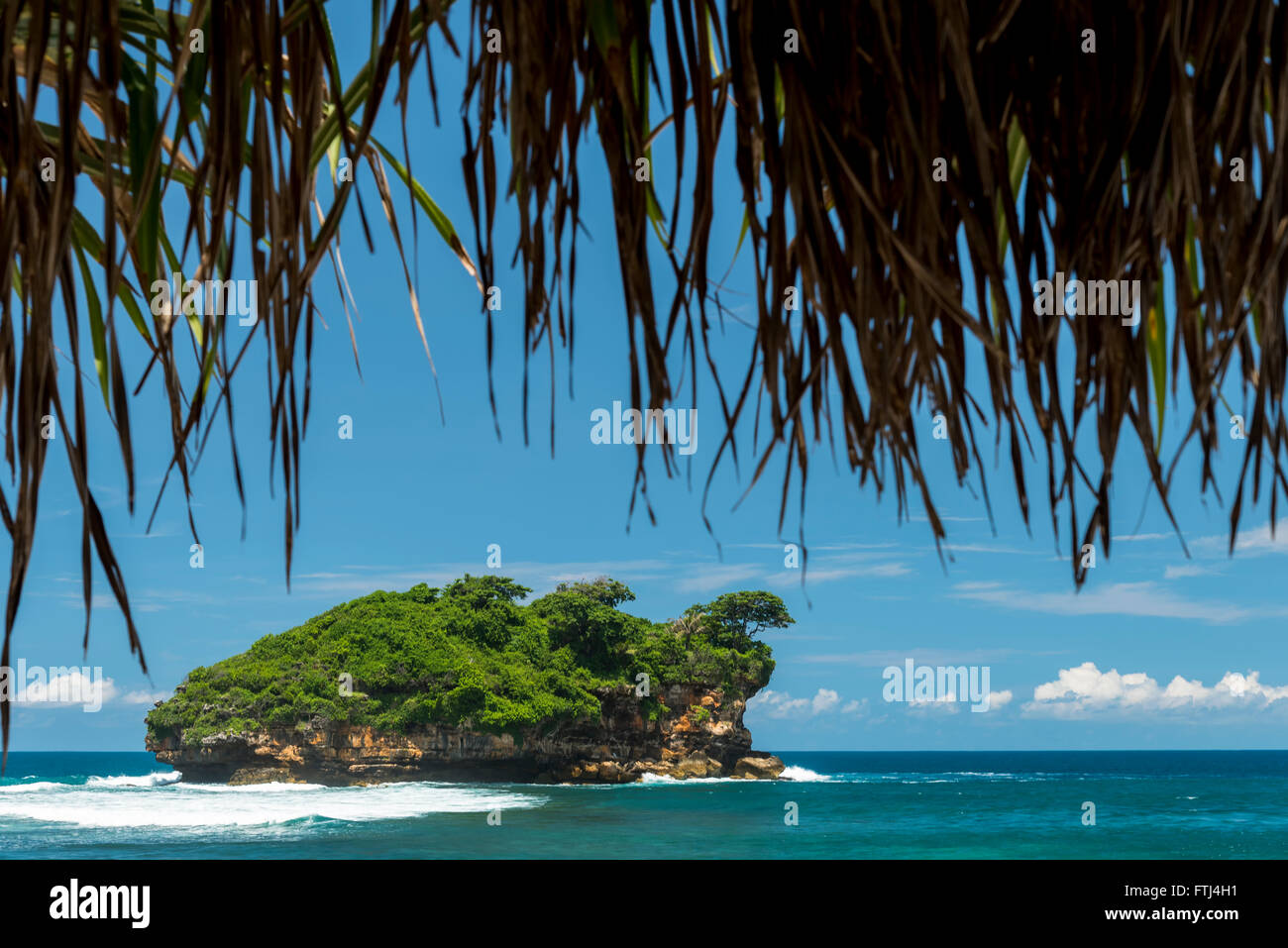 Island at Watu Karung beach resort, Pacitan, Java, Indonesia Stock ...