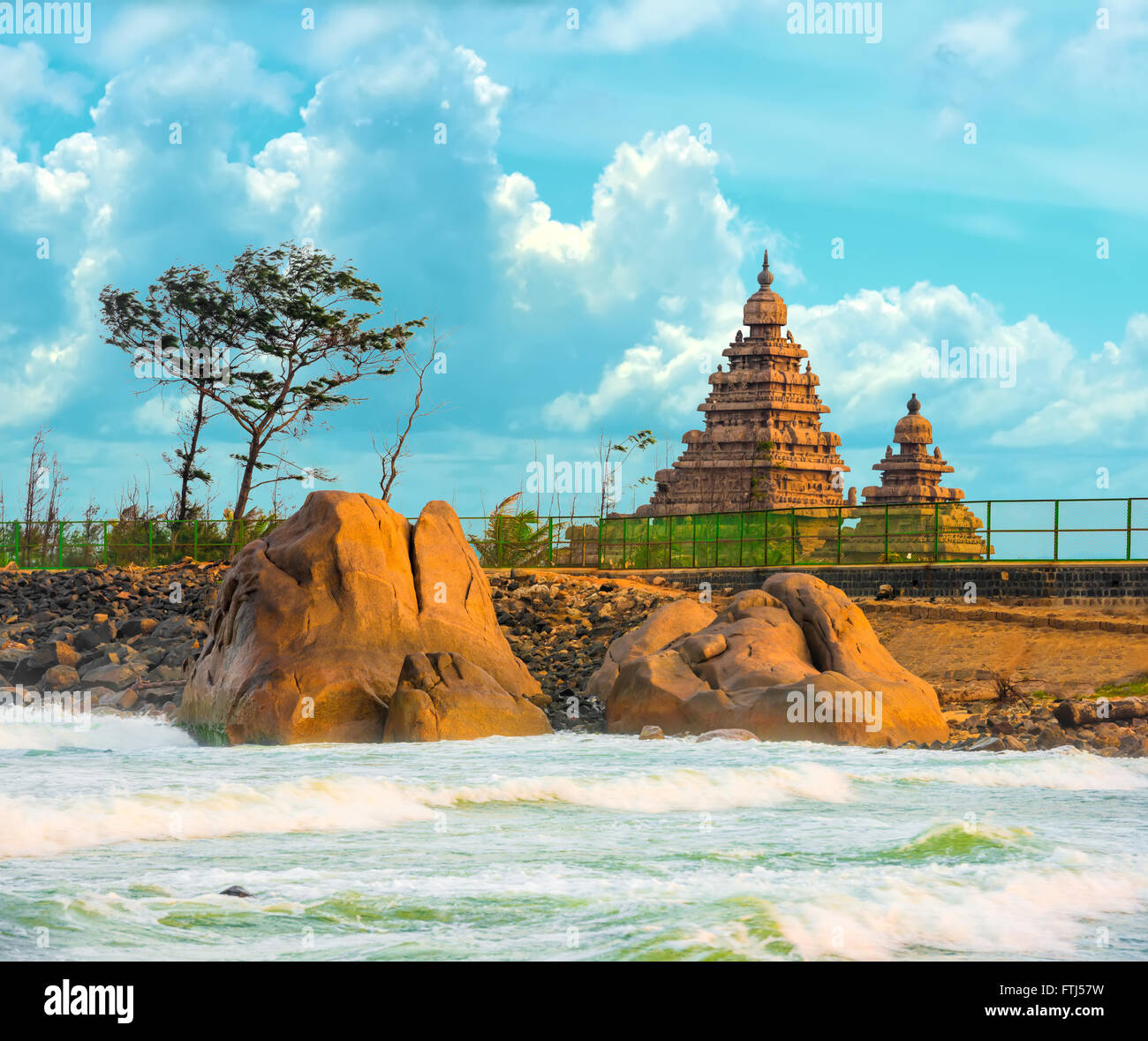 beautiful landscape of monolithic famous Shore Temple near ...