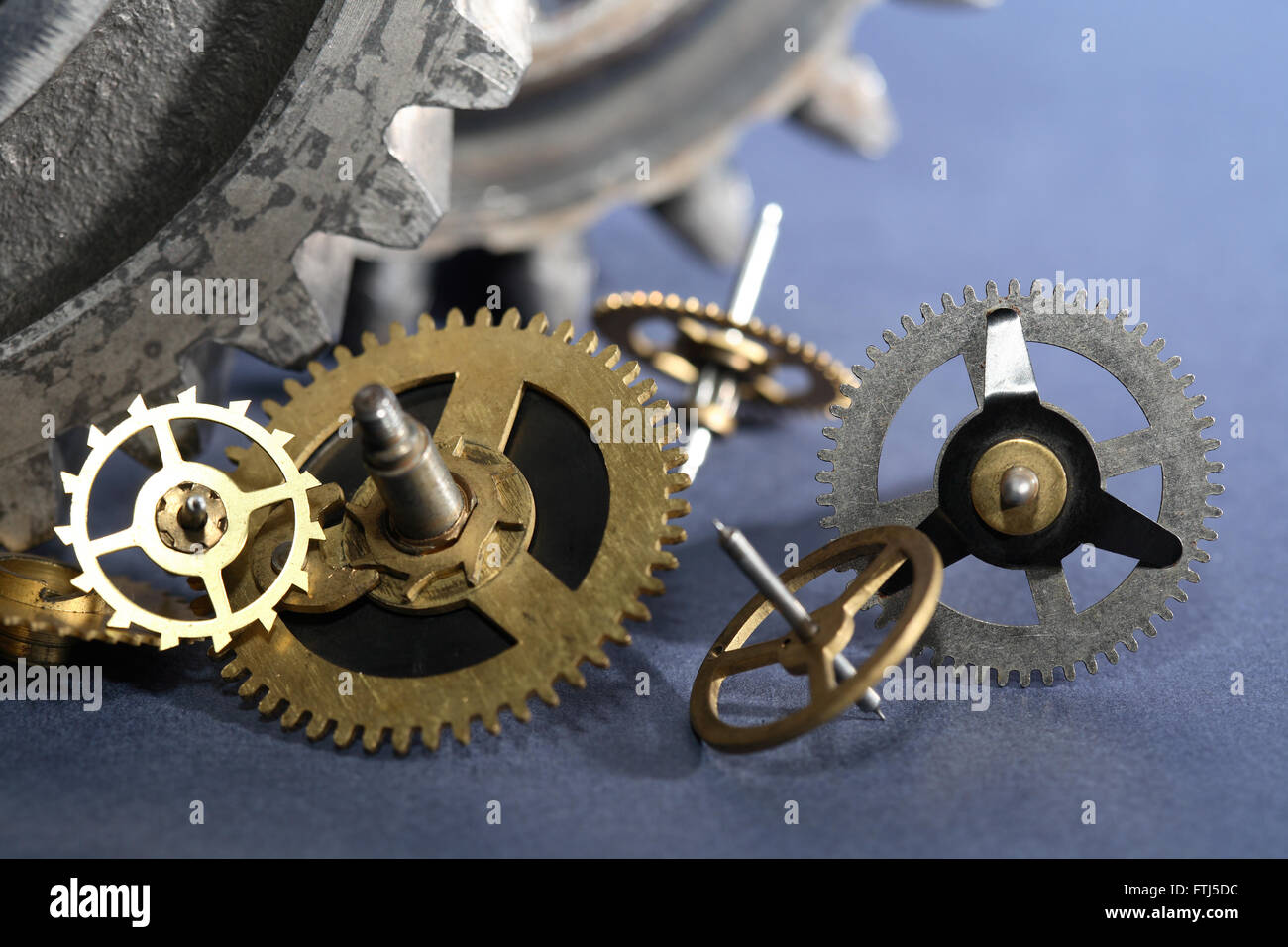 Engineering concept. Set of various gears on gray background Stock ...
