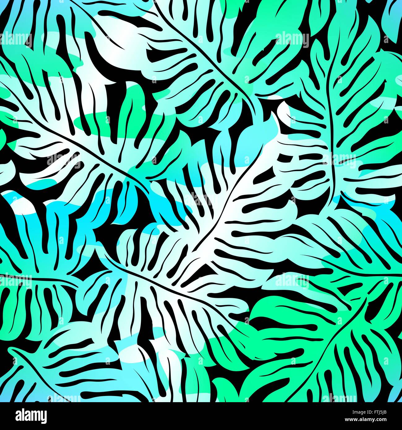Tropical Monstera seamless pattern in colours on black Stock Vector ...