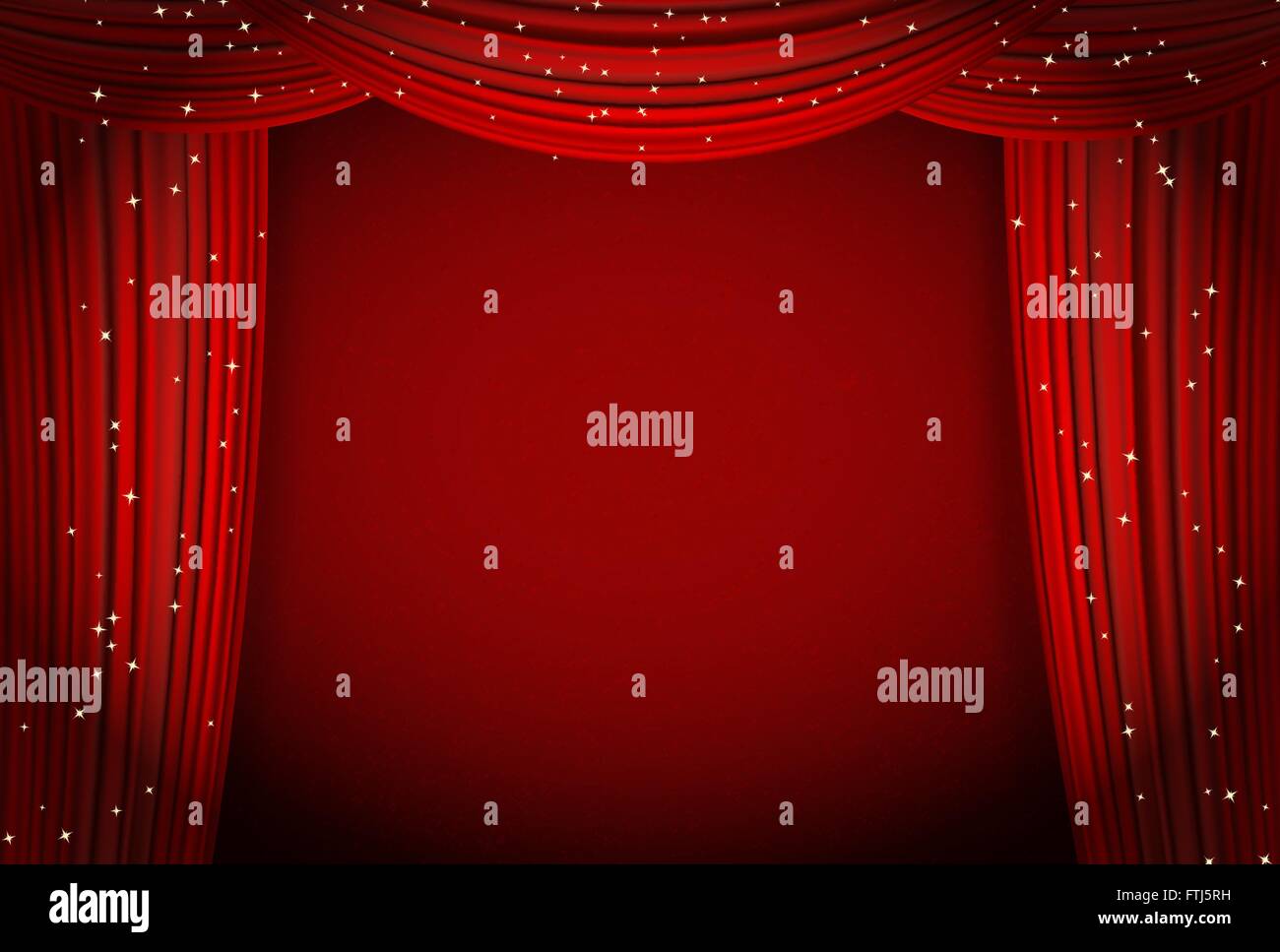 red curtains on red background with glittering stars. open curtains as ...