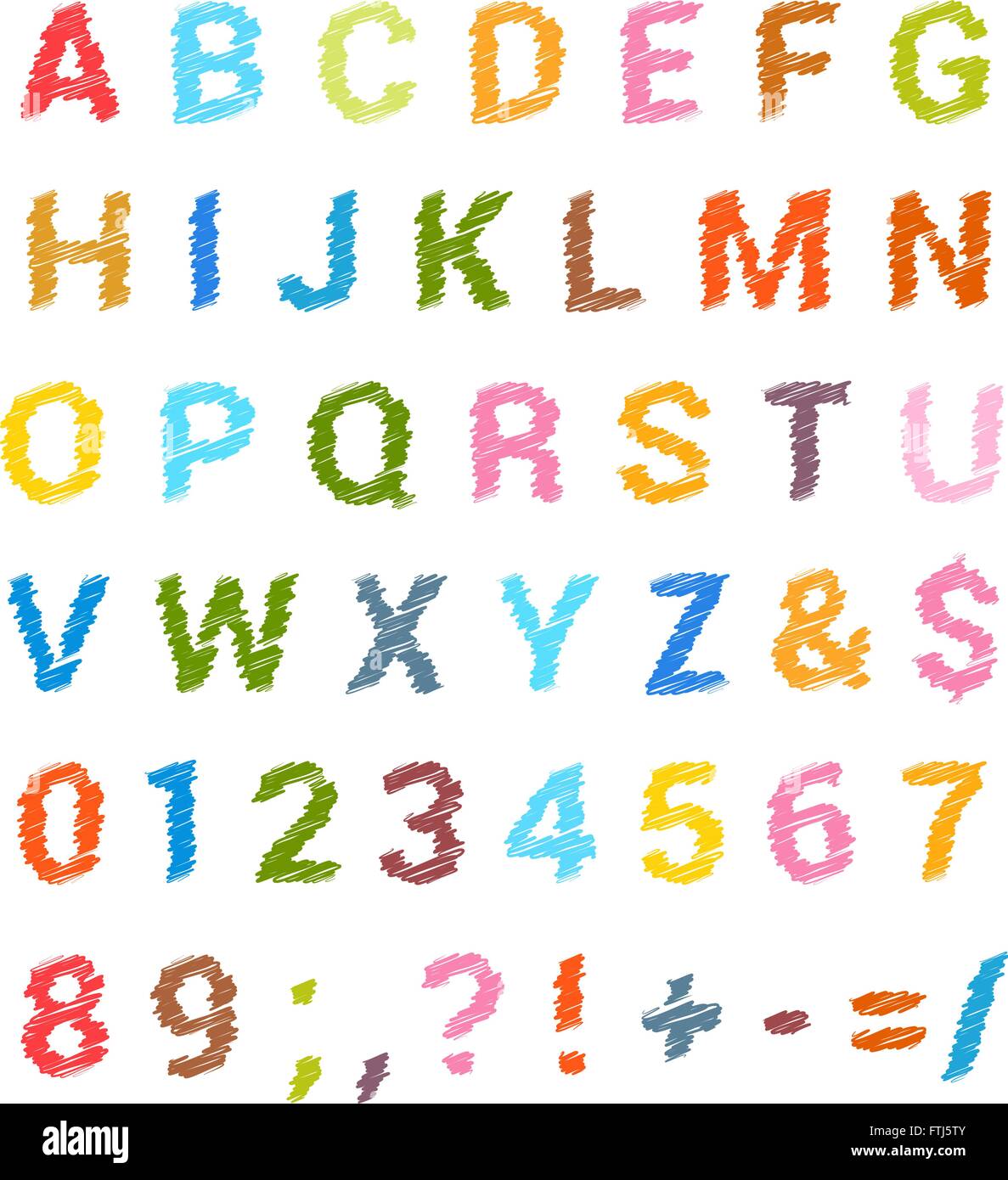 Sketched alphabet set. Lowercase letters and numbers. vector Stock Vector Image & Art - Alamy