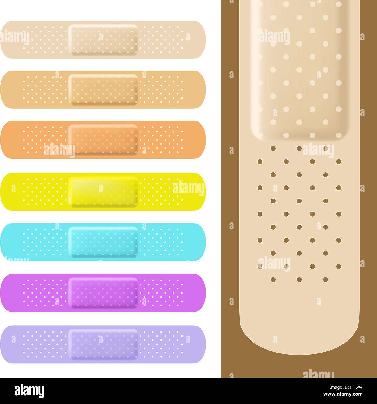 Set of medical plasters with different colors. Adhesive bandage. vector ...