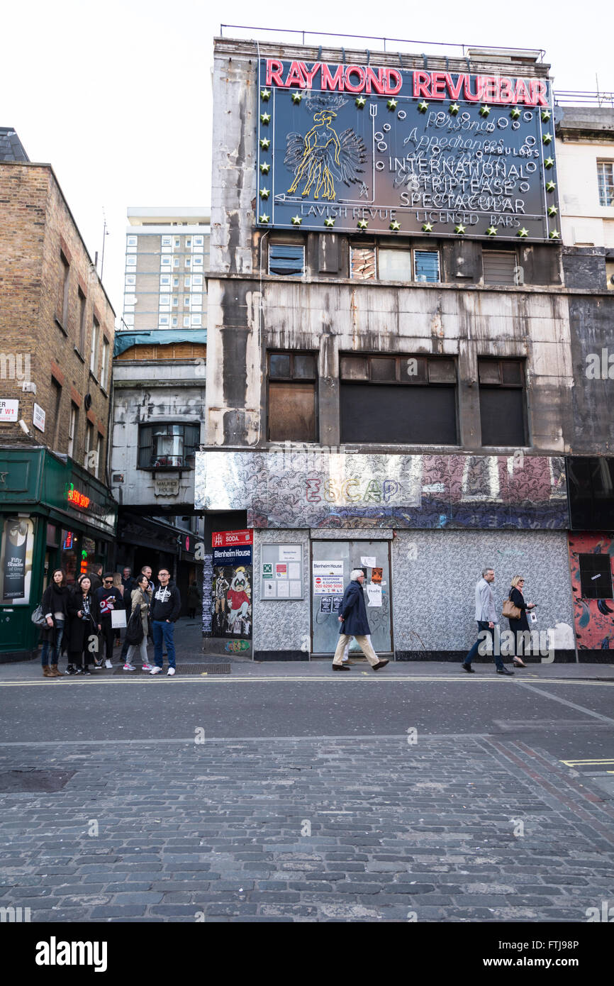Neon sign outside the famous Raymond Revue Bar in London's Soho ...
