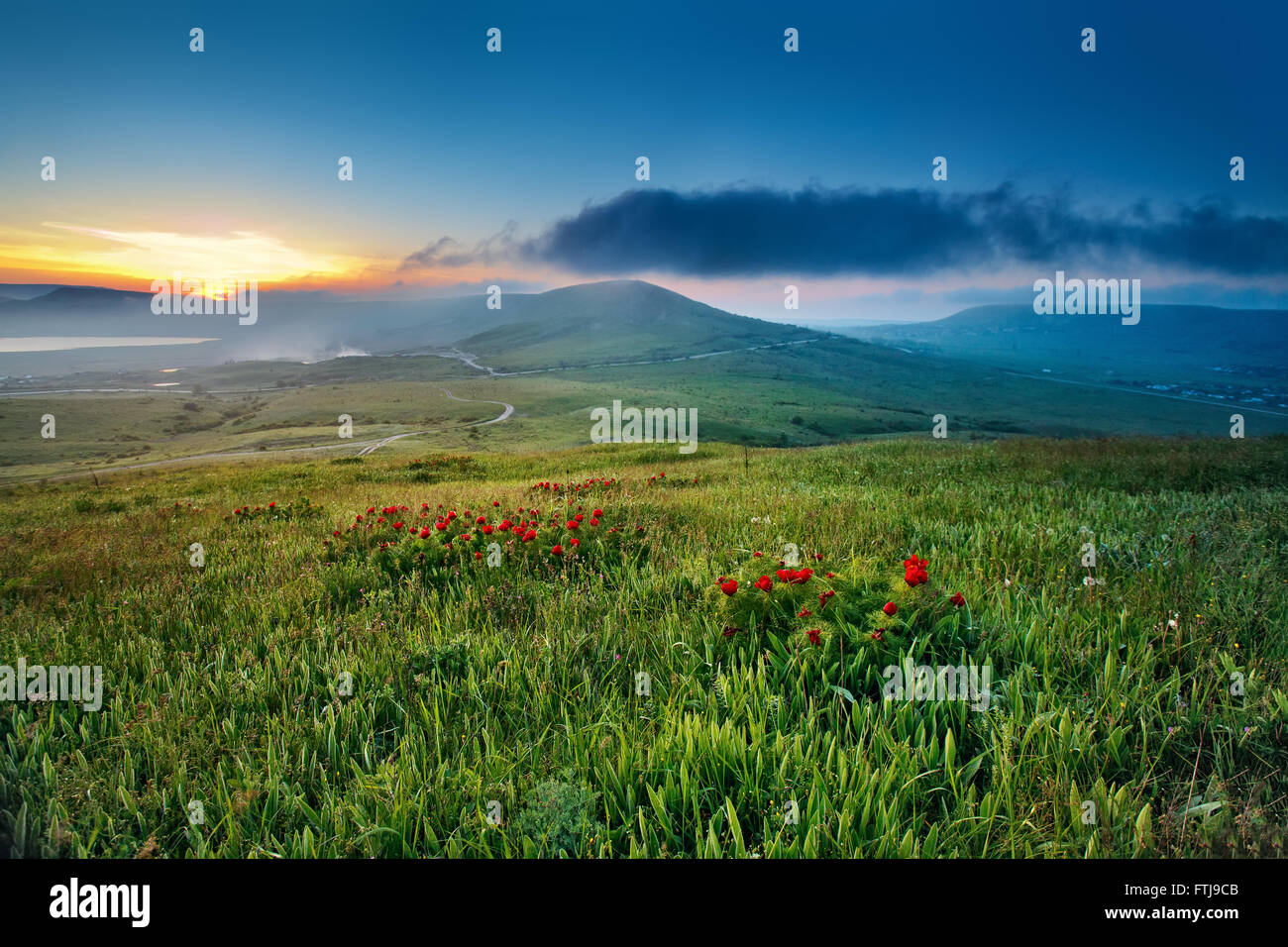 Red hills with flowers hi-res stock photography and images - Alamy