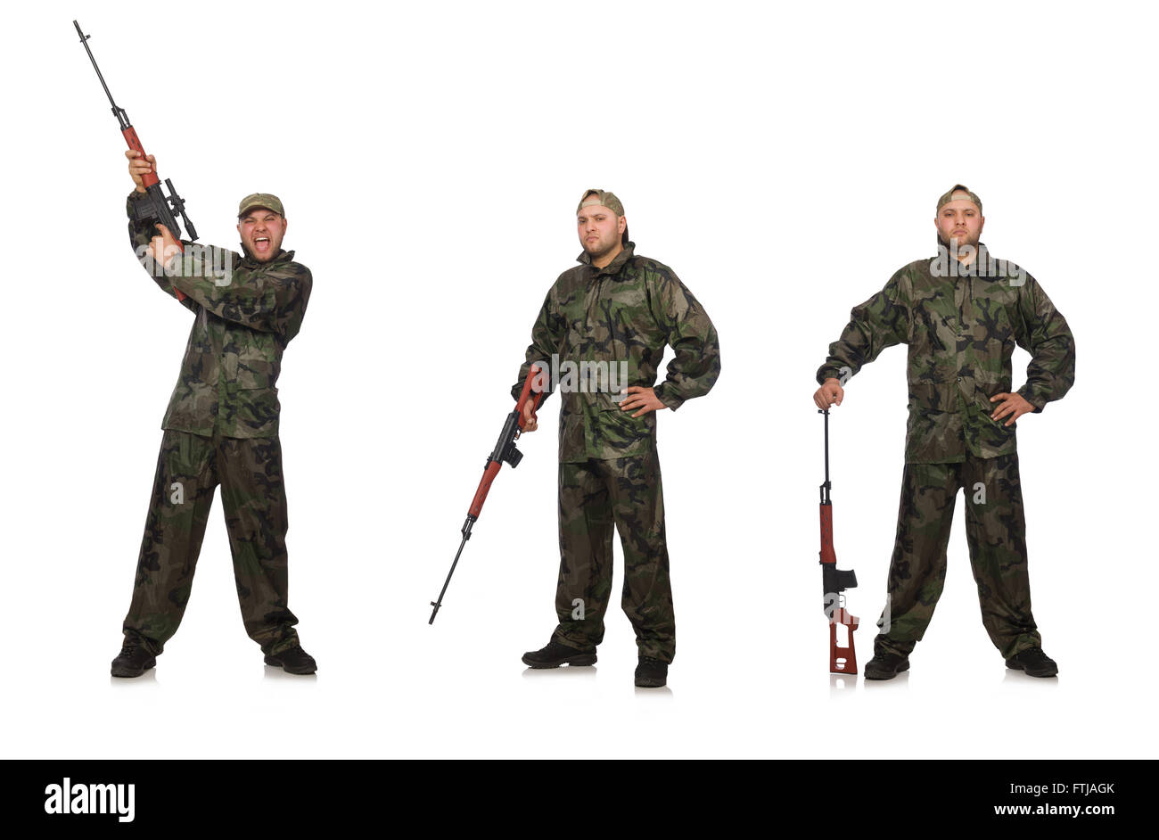 Soldier with sniper rifle isolated on white Stock Photo - Alamy