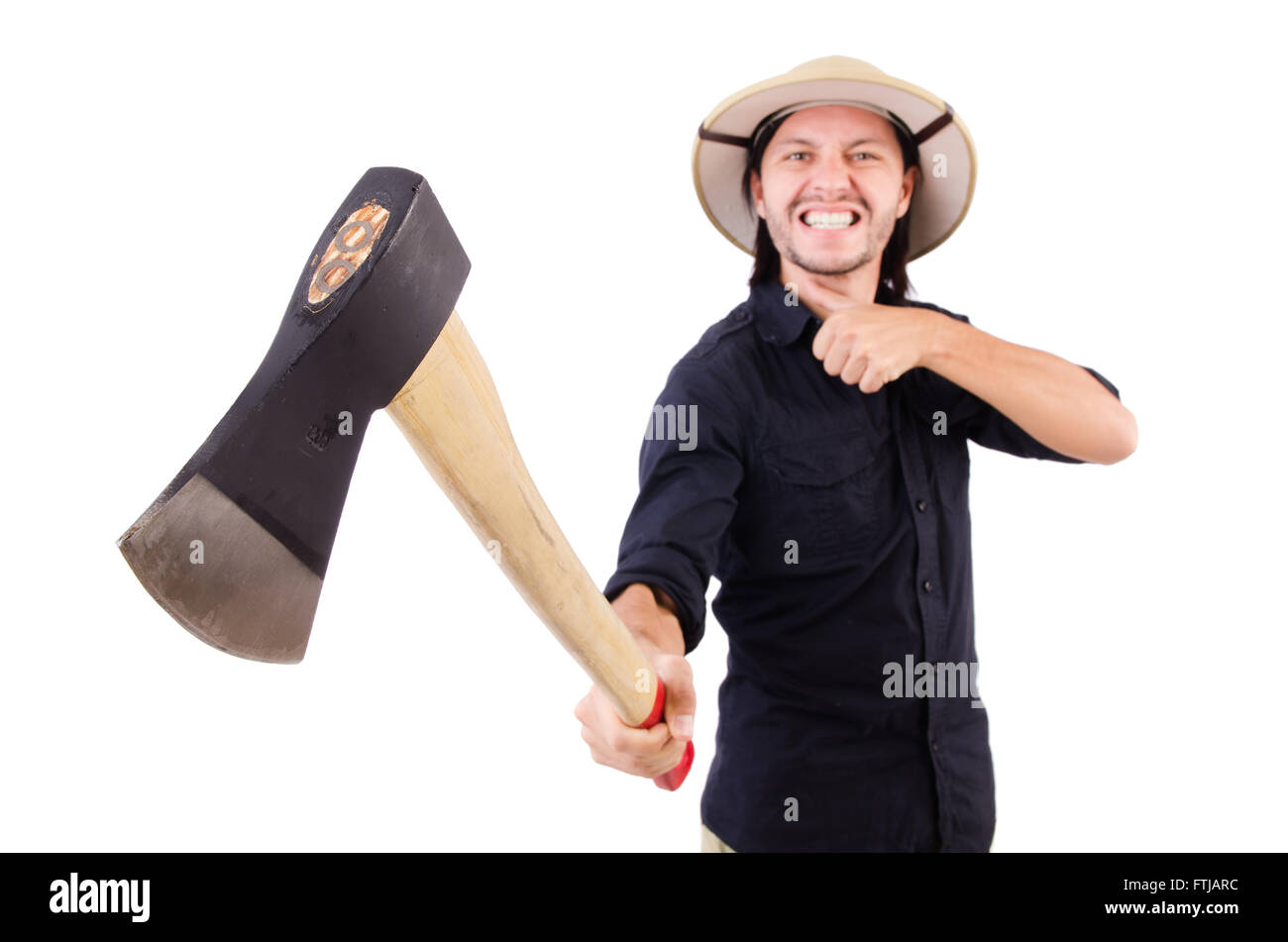 Man with axe isolated on white Stock Photo - Alamy