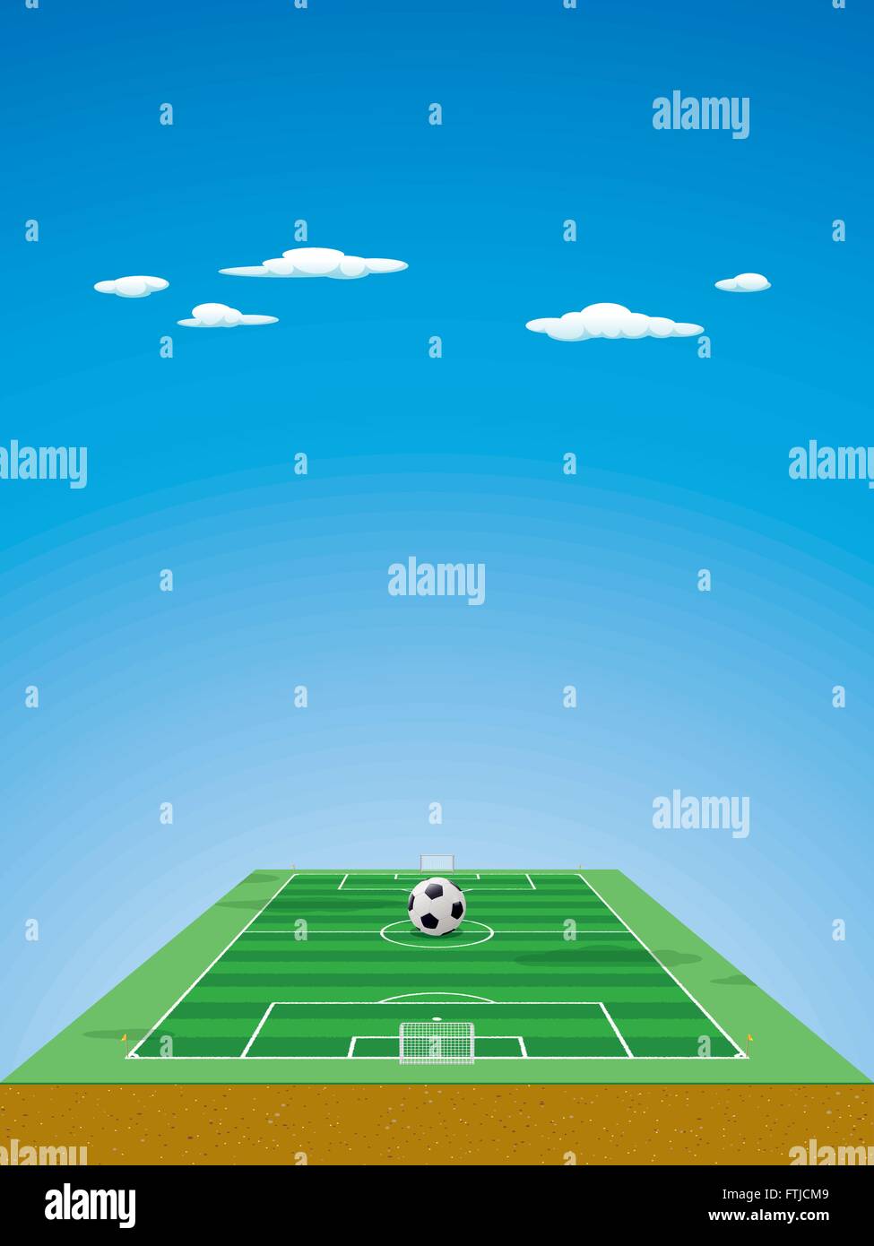 Soccer field / pitch or football field in 3D aerial perspective with ...