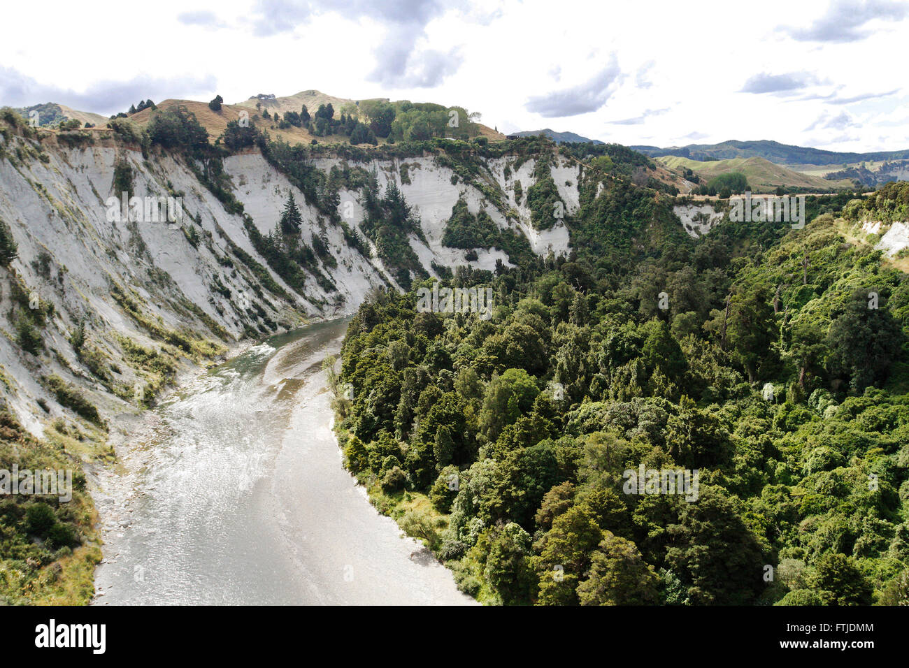 View of Rangitikei River near Mangaweka from inside the open coach of ...