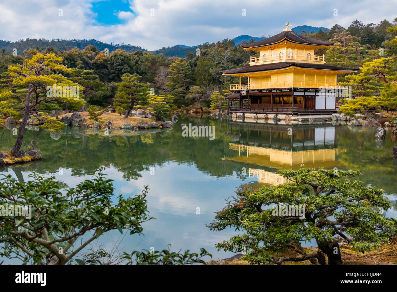 Kinkaku-ji, the Golden Pavilion, in Kyoto, water reflections Stock ...