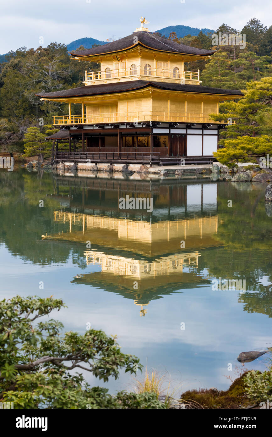 Kinkaku-ji, the Golden Pavilion, in Kyoto, water reflections Stock ...