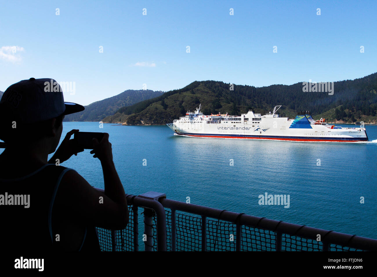 Interislander ferry crossing the Cook Strait between Wellington and ...