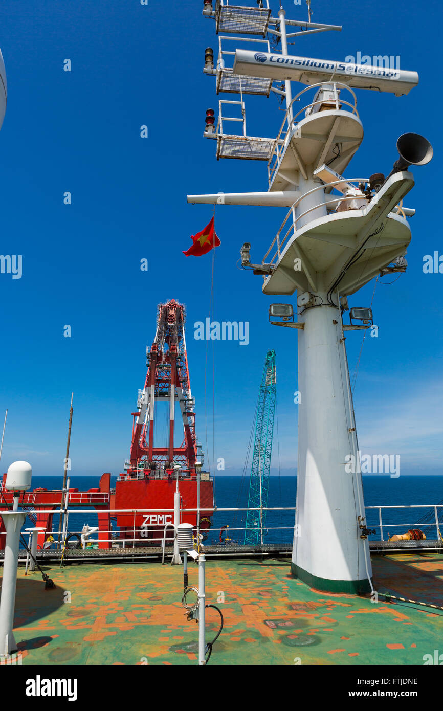 Vietnamese flag floating on a barge offshore Vietnam Stock Photo - Alamy