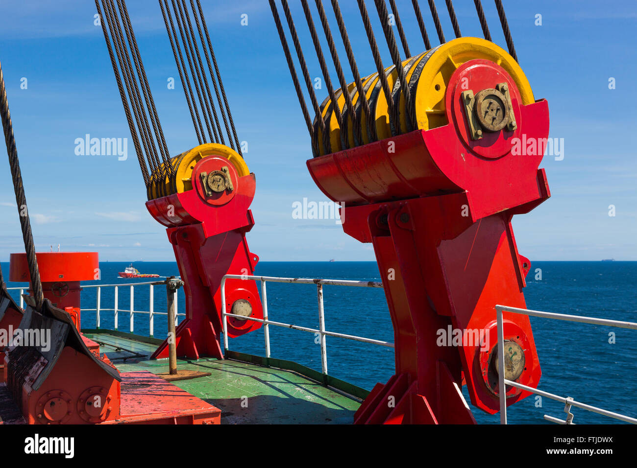 Crane cables on a barge offshore Vietnam Stock Photo - Alamy