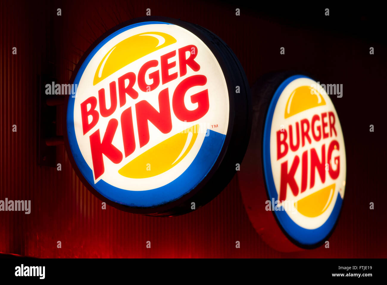 Burger King restaurant sign logo Stock Photo - Alamy