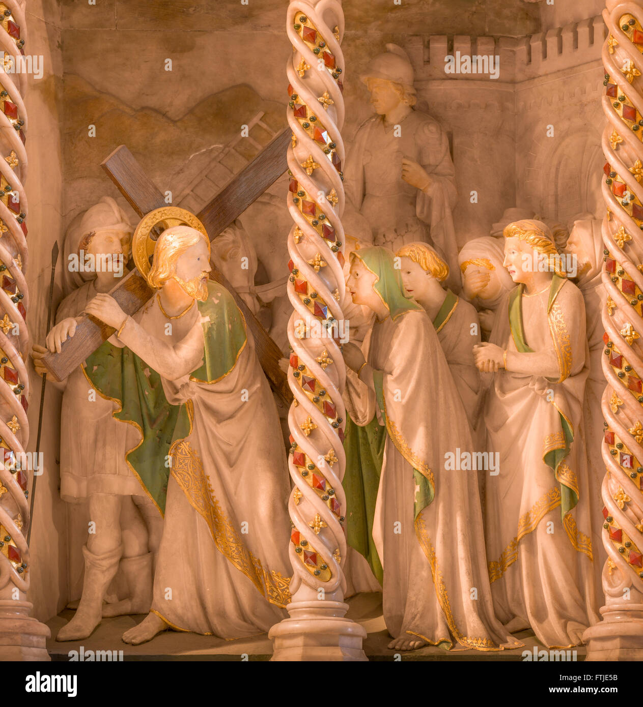 Jesus Christ carries his cross on the way to be crucified at Golgotha ...