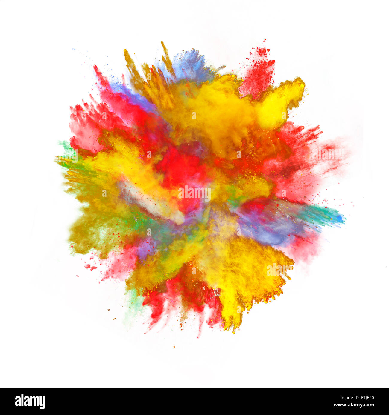 Explosion of colored powder on white background Stock Photo - Alamy