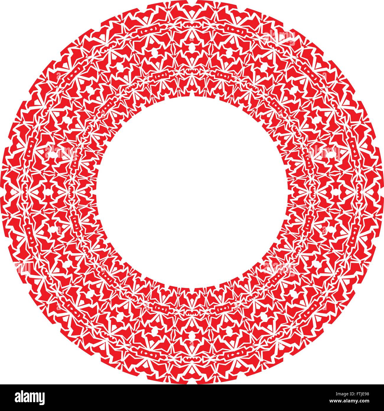 Vector round thick frame from red complex ornamentation Stock Vector ...