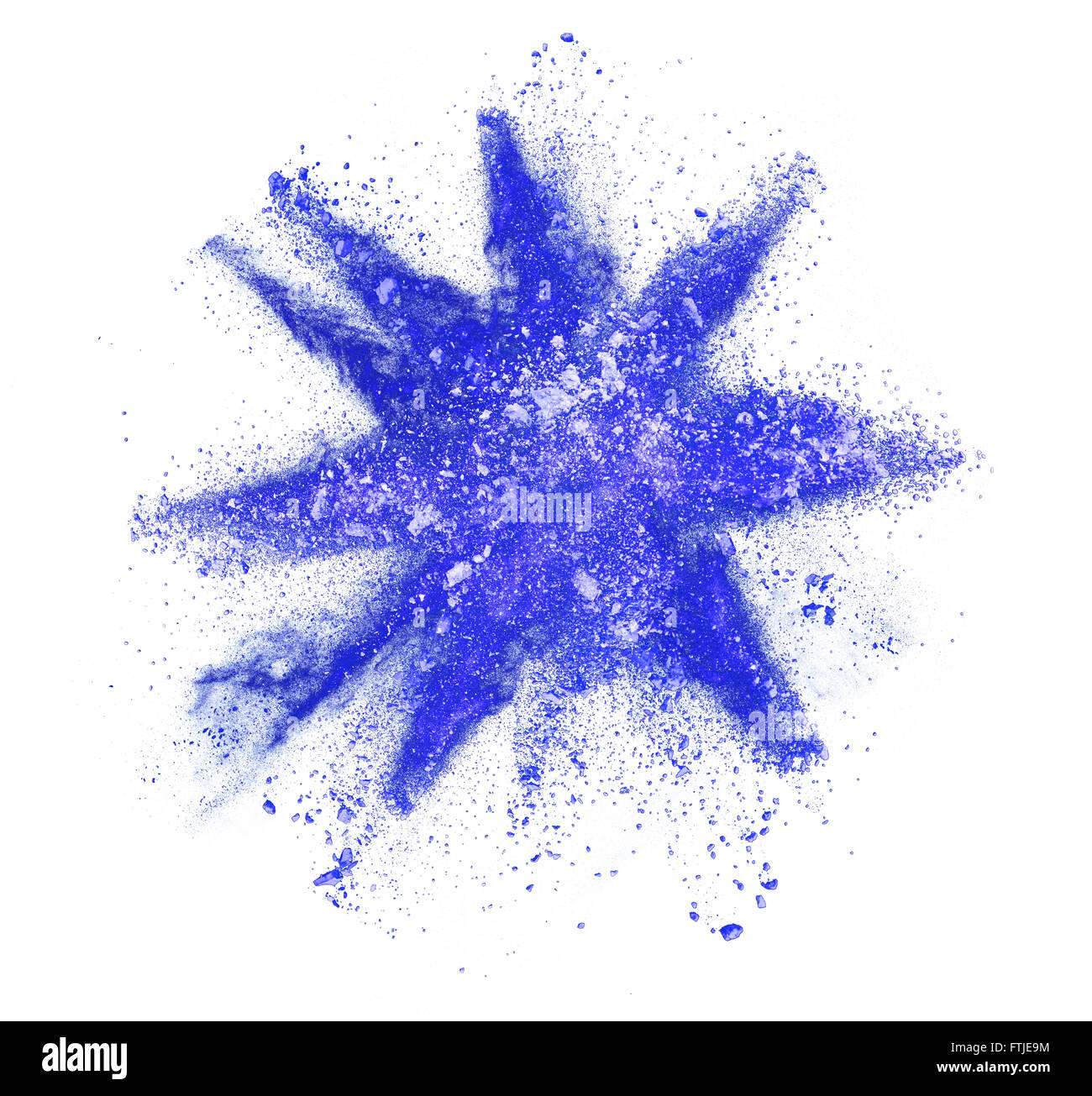 Explosion of blue powder on white background Stock Photo - Alamy