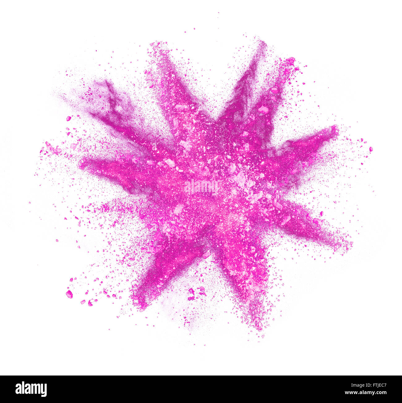 Explosion of pink powder on white background Stock Photo - Alamy