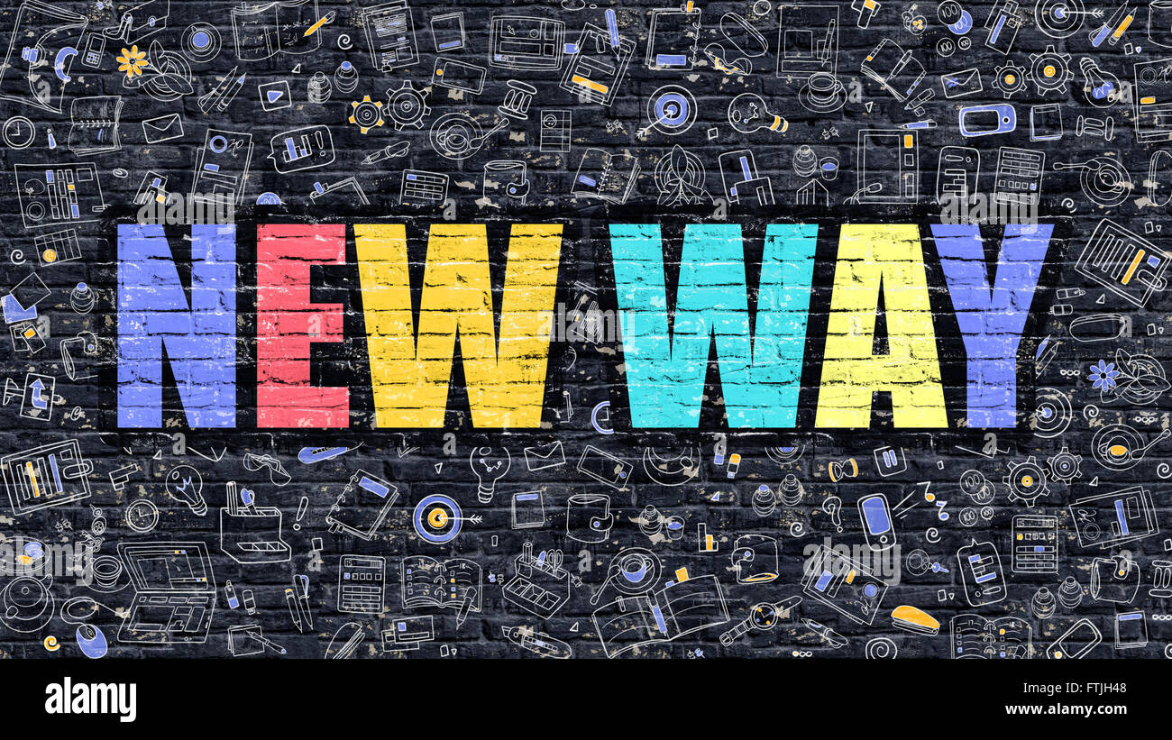 New Way Concept. Modern Line Style Illustration. Multicolor New Way ...