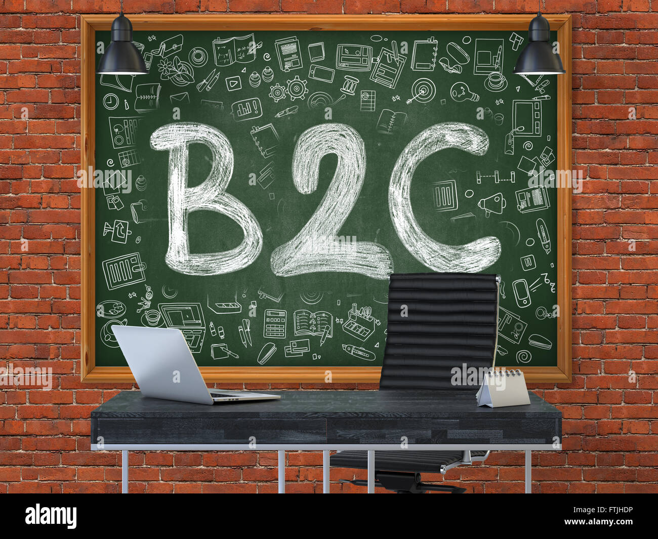 Hand Drawn B2C - Business to Consumer - on Green Chalkboard. Modern ...