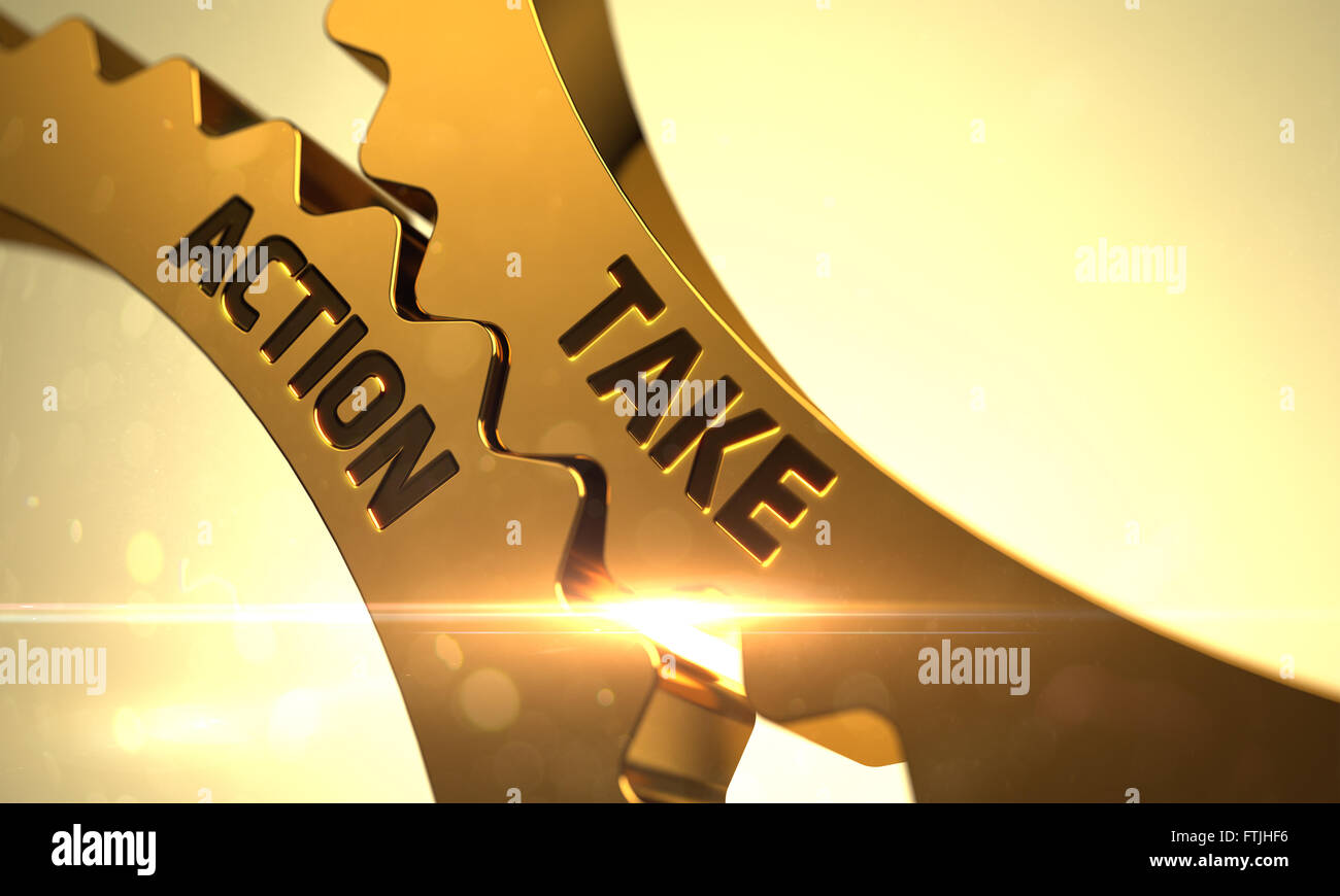 Take Action on Mechanism of Golden Metallic Cog Gears with Glow Effect ...
