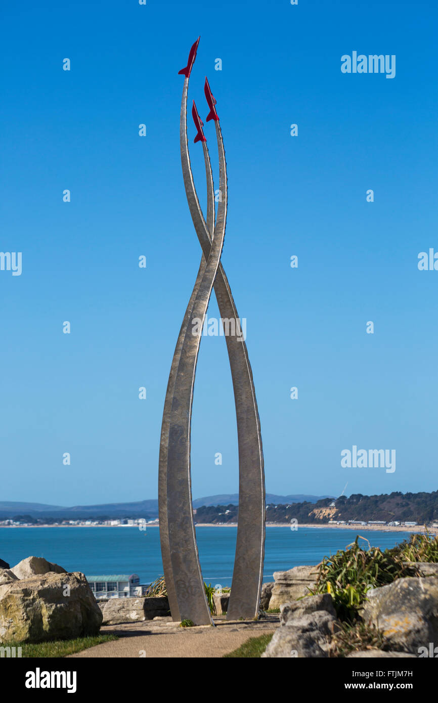 Memorial sculpture to Red Arrows pilot Flt Lt Jon Egging at Bournemouth ...