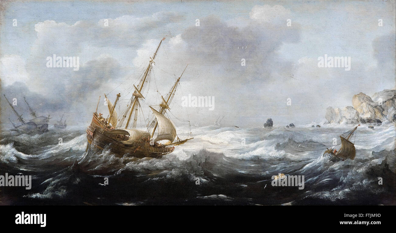 Ships in a storm on a rocky coast hi-res stock photography and images ...
