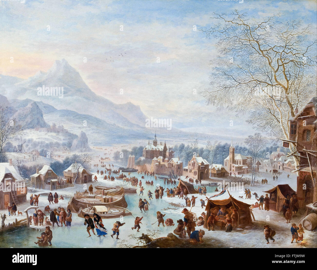 Jan Griffier - Winter Scene with Skaters - Hallwyl Museum Stock Photo ...