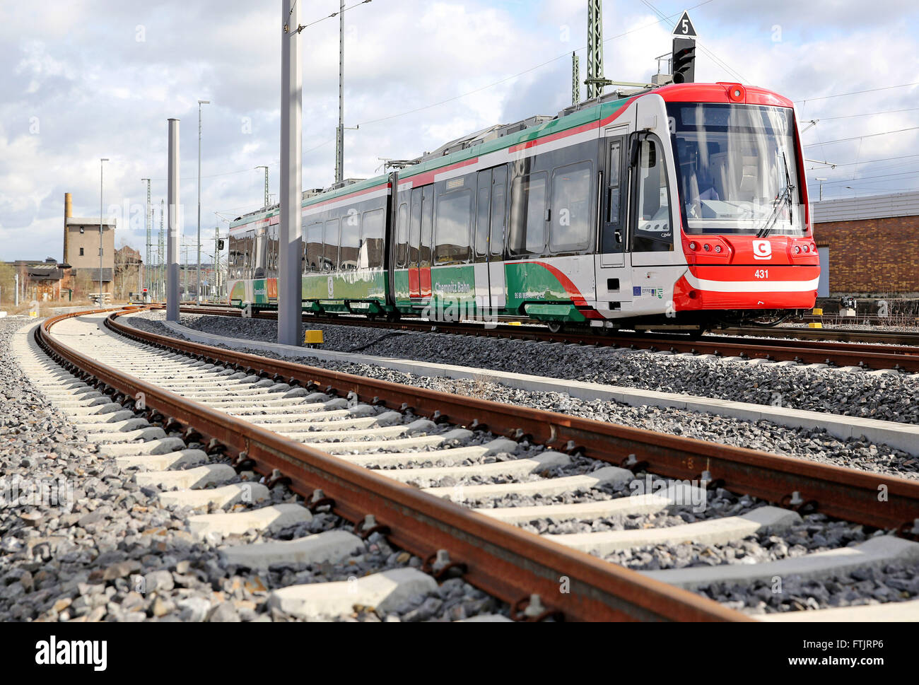 Chemnitz, Germany. 29th Mar, 2016. The new "Citylink" hybrid tram ...