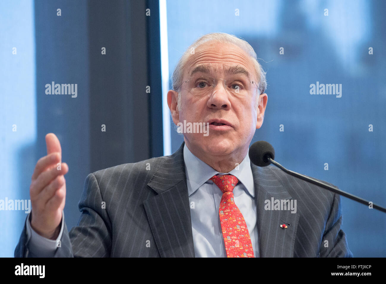 New York, United States. 29th Mar, 2016. OECD Secretary-General Angel ...